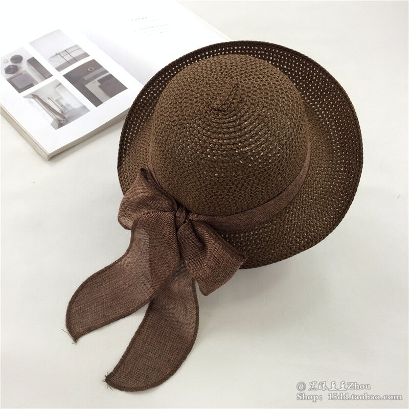 Соломенная шляпа в корейском стиле, пляжная шляпа для женщин, летняя пляжная повседневная универсальная солнцезащитная шляпа с козырьком, шляпа с большими полями, оптовая продажа
