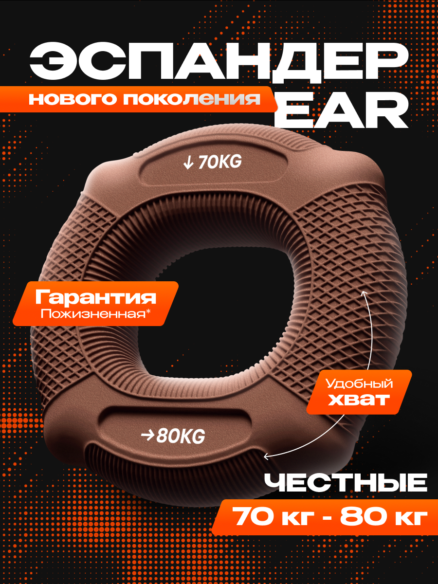 Нагрузка - 70кг - 80кг эспандер кистевой FITFILIP, модель EAR