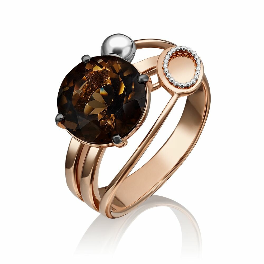 Кольцо, красное золото, 585 проба, раухтопаз