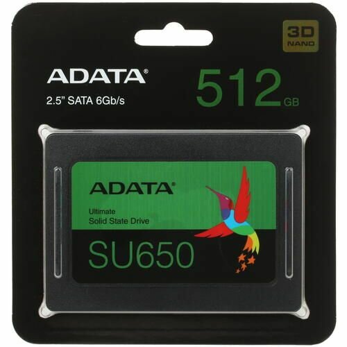 Накопитель 2.5 SATA , объем 512 ГБ, скорость записи 450 Мбайт/сек