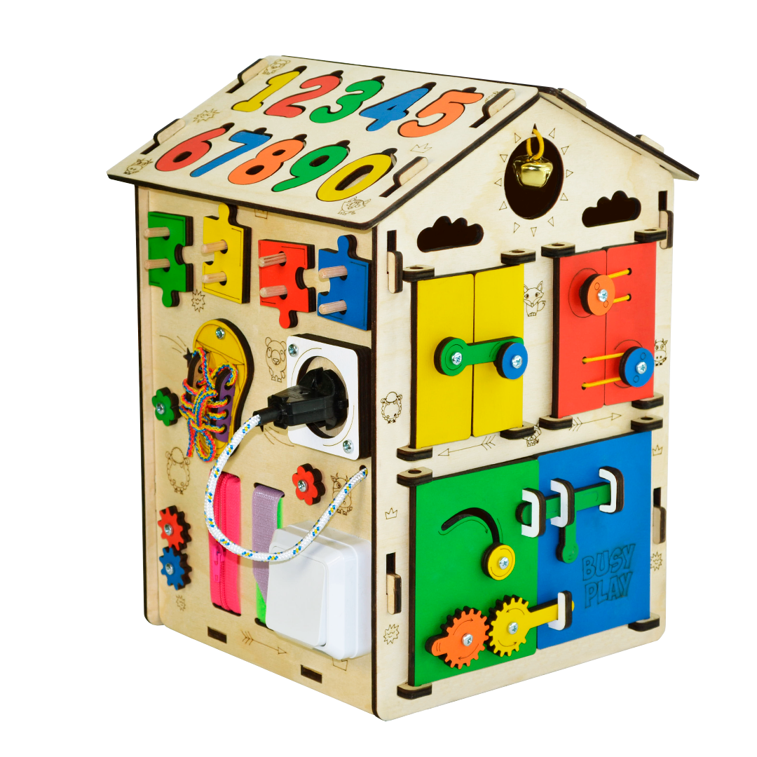 Бизиборд BUSYPLAY "Ферма", развивающий, деревянный, со светом, 35 см x 25см