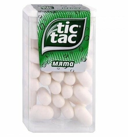 Драже Tic Tac со вкусом мяты, освежающие, пластиковая коробка, 16 г — фото 1