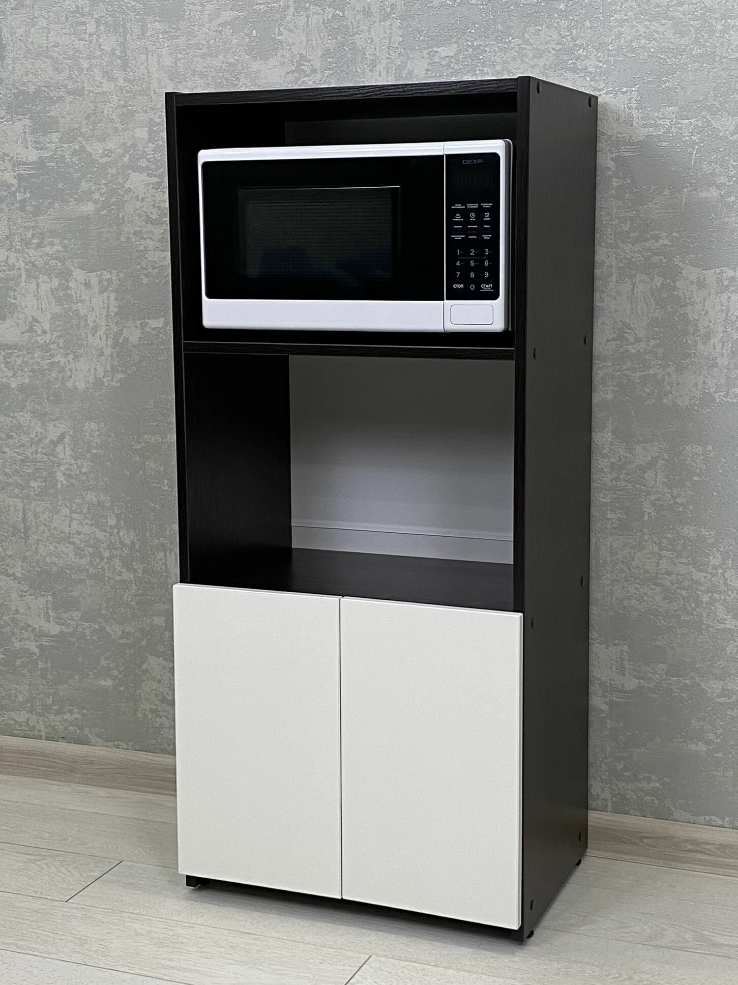 Стеллаж СТ-10 , универсальный, кухонный, цвет Венге/Белый Шагрень, с доводчиками, регулируемые опоры, 50х112х34 см