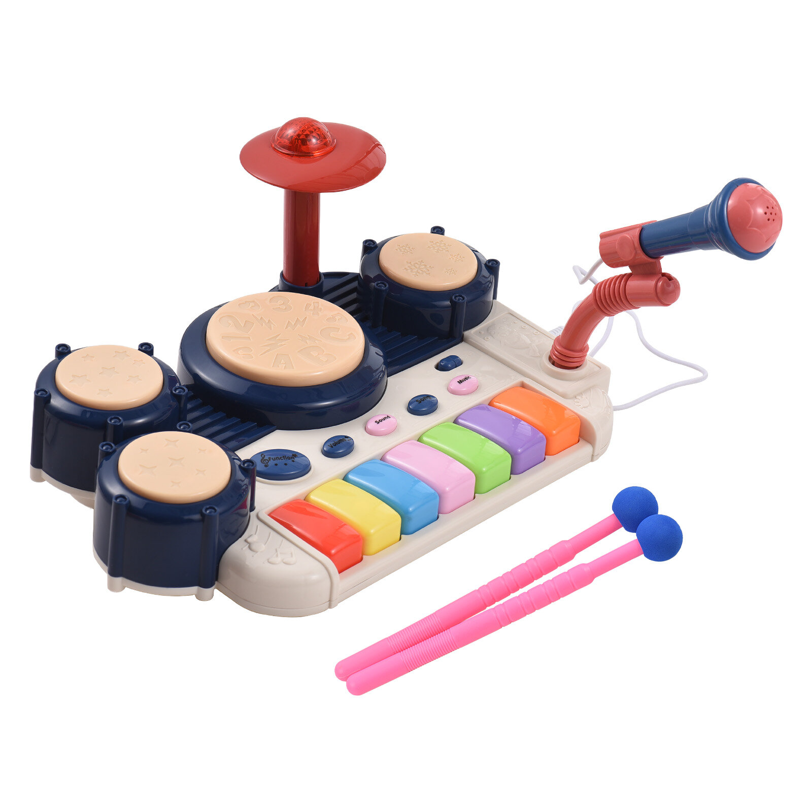 Электронная музыкальная барабанная установка, пианино, клавиатура, подарки на день рождения, музыкальные инструменты, многофункциональный аплодисменты барабан, ударные инструменты, кнопки регулировки громкости, барабанные платформы с светом, материал ABS