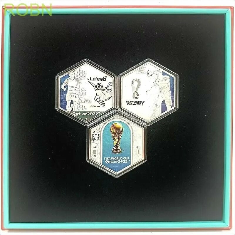 Памятные монеты Катара посвященные чемпионату мира по футболу 2022 года набор из 3 штук