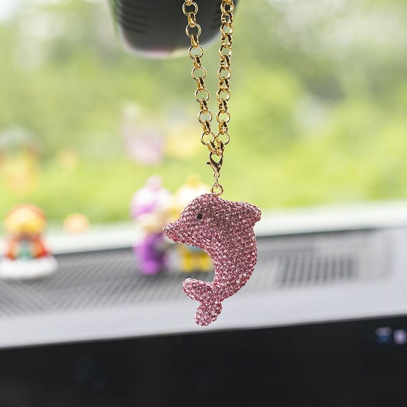 Новый 3D полный алмазный декор в виде дельфина для заднего вида автомобиля, подвесное украшение интерьера