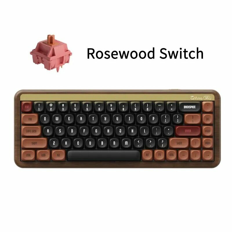 KNOW EASY-Игровая клавиатура беспроводная MU01 Autumn Rosewood Switch, (Akko Rosewood), Английская раскладка, черный, коричнево-красный