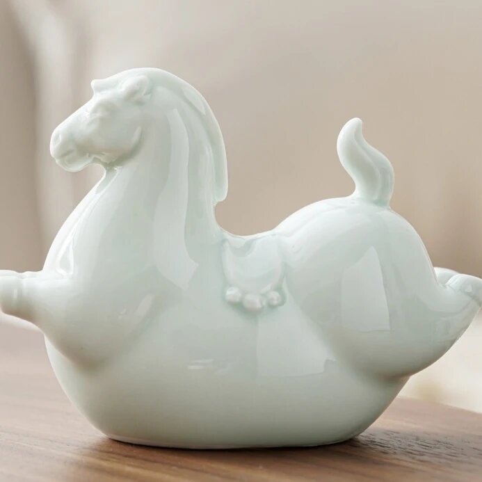 Керамическая лошадка-качалка зелёная C(azure)