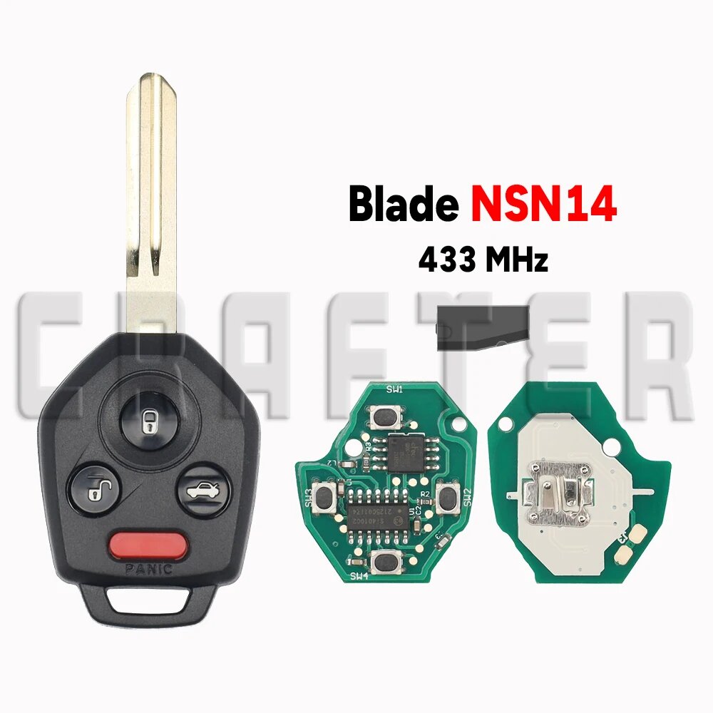 Ключ Crafters CWTWBU766 ID 4D60/62/82G 433,92 МГц лезвие TOY43R/DAT17/NSN14 дистанционный ключ для Subaru Outback Legacy Forester Impreza NSN14, CHIP 4D82G