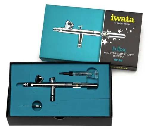 Аэрограф Anest Iwata Eclipse HP-BS, самоцентрирующееся сопло 0,3 мм. верхняя чашка 1,5 мл. без крышки, соединительный штуцер с резьбой G1/8"