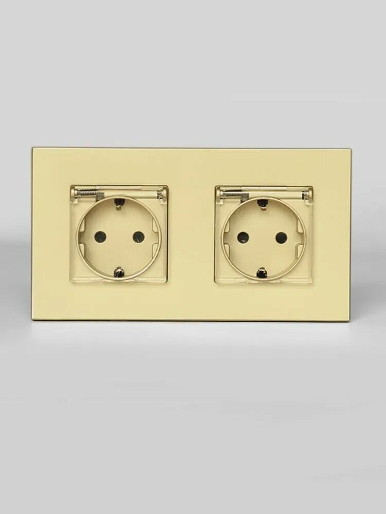 Розетки золотая для ванной и кухни с заземлением, двойная розетка с защитными шторками,250B 16A