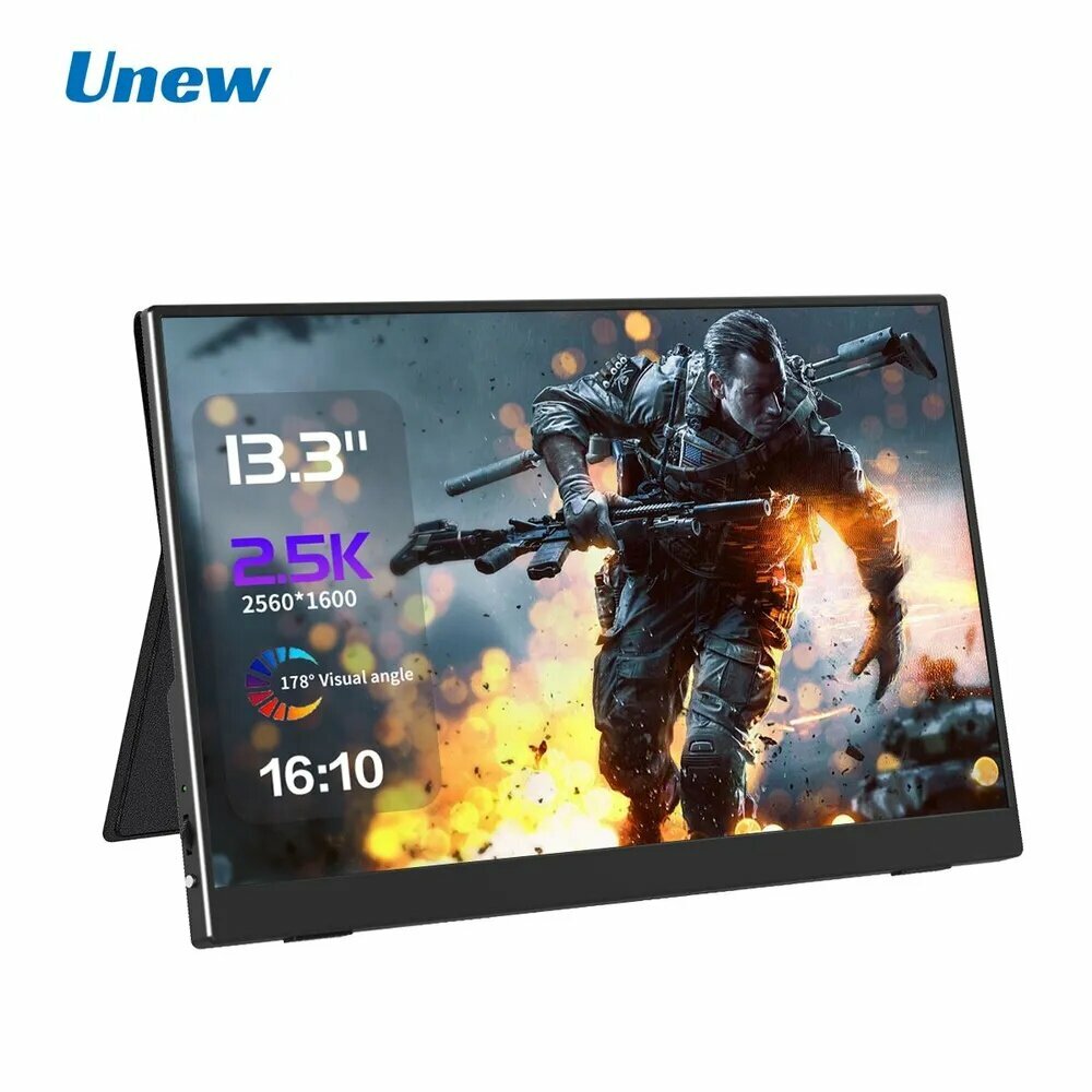 UNEW 13.3" Монитор 2,5K UHD - 13,3-дюймовый портативный монитор, черный матовый