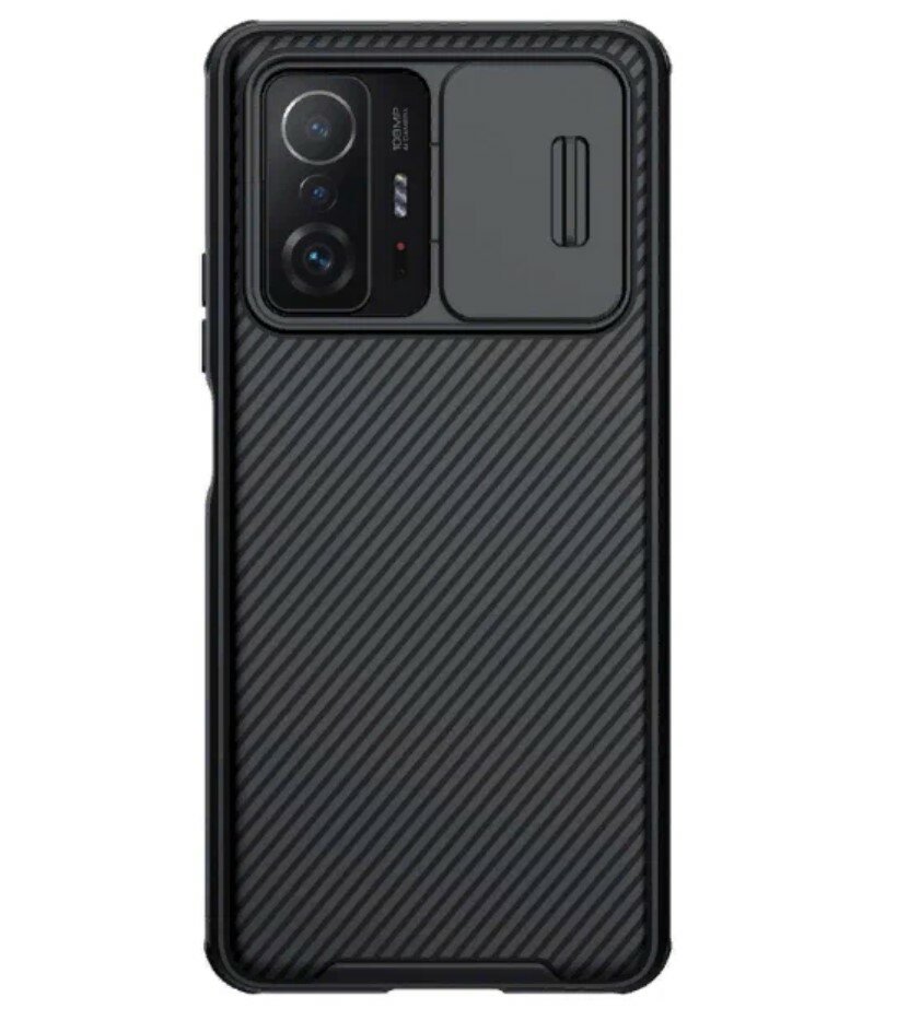 Чехол панель-бампер MyPads из пластика с закрывающейся камерой, отделкой под карбон для Xiaomi Redmi 10 / Note 11 4G