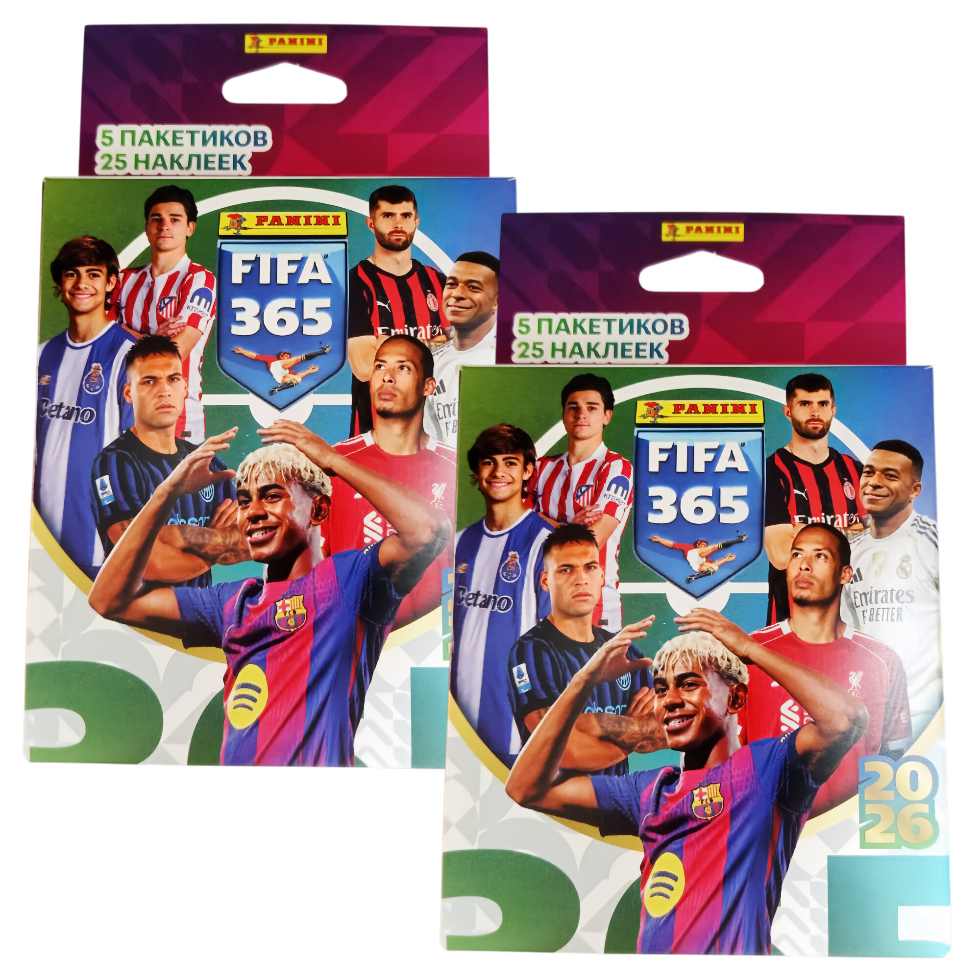 Набор из 2-х блистеров Панини / Panini FIFA 365 2026 в эко упаковке (10 пакетиков - 50 наклеек)