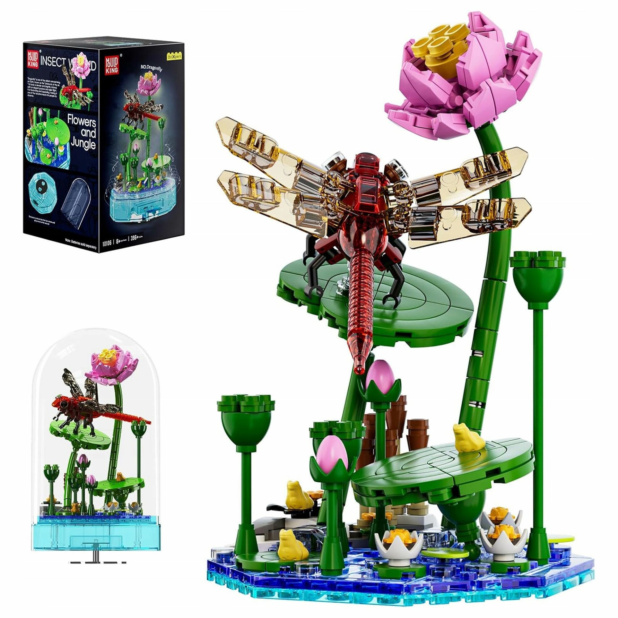 Конструктор пластиковый Mould King Dragonfly - Музыкальная шкатулка стрекоза с подсветкой,396 дет. - Моулд кинг 10106