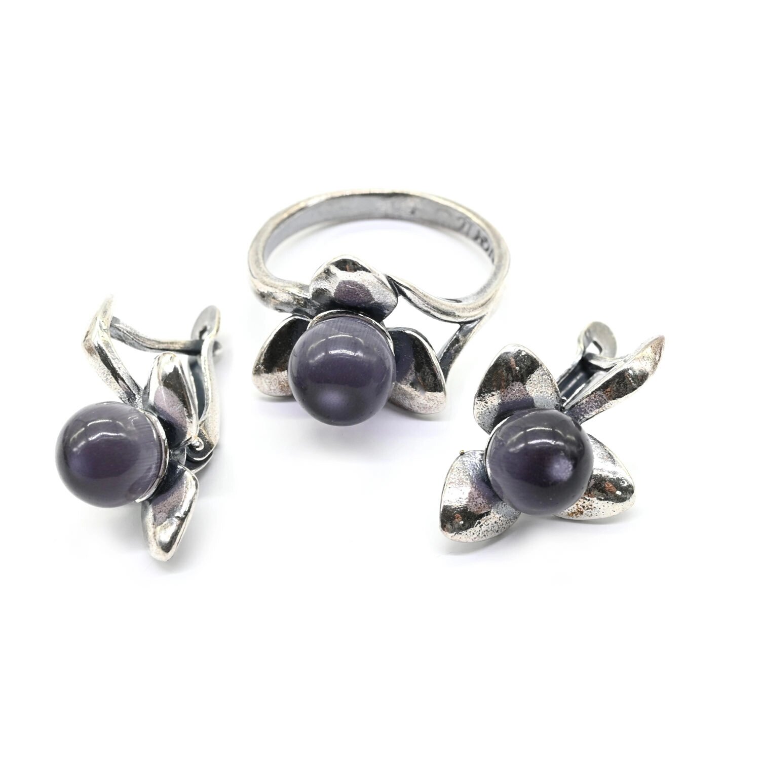 Серьги, кошачий глаз