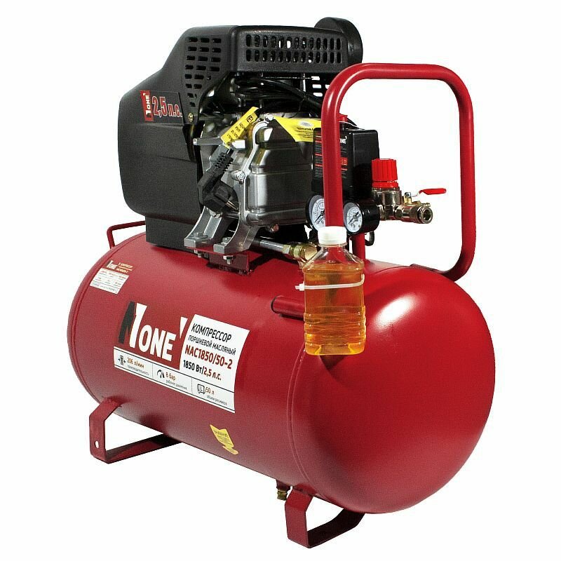 Компрессор NUMBER ONE прямой NAC1850/50-2 (206л/мин,50л,220В/1.85кВт,1цил,8бар)26,3кг