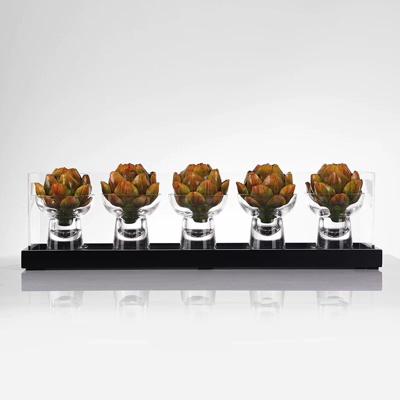 Новая современная минималистичная стеклянная ваза в китайском стиле с искусственным зеленым растением-бонсай (ананас)