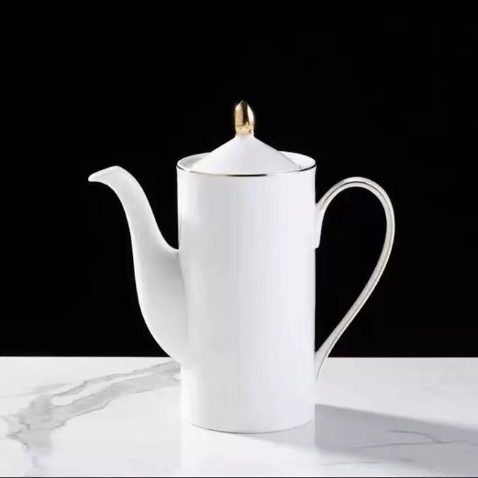 Простой и стильный чайник, кофейник из костяного фарфора в европейском стиле, креативный кофейник с золотой росписью,