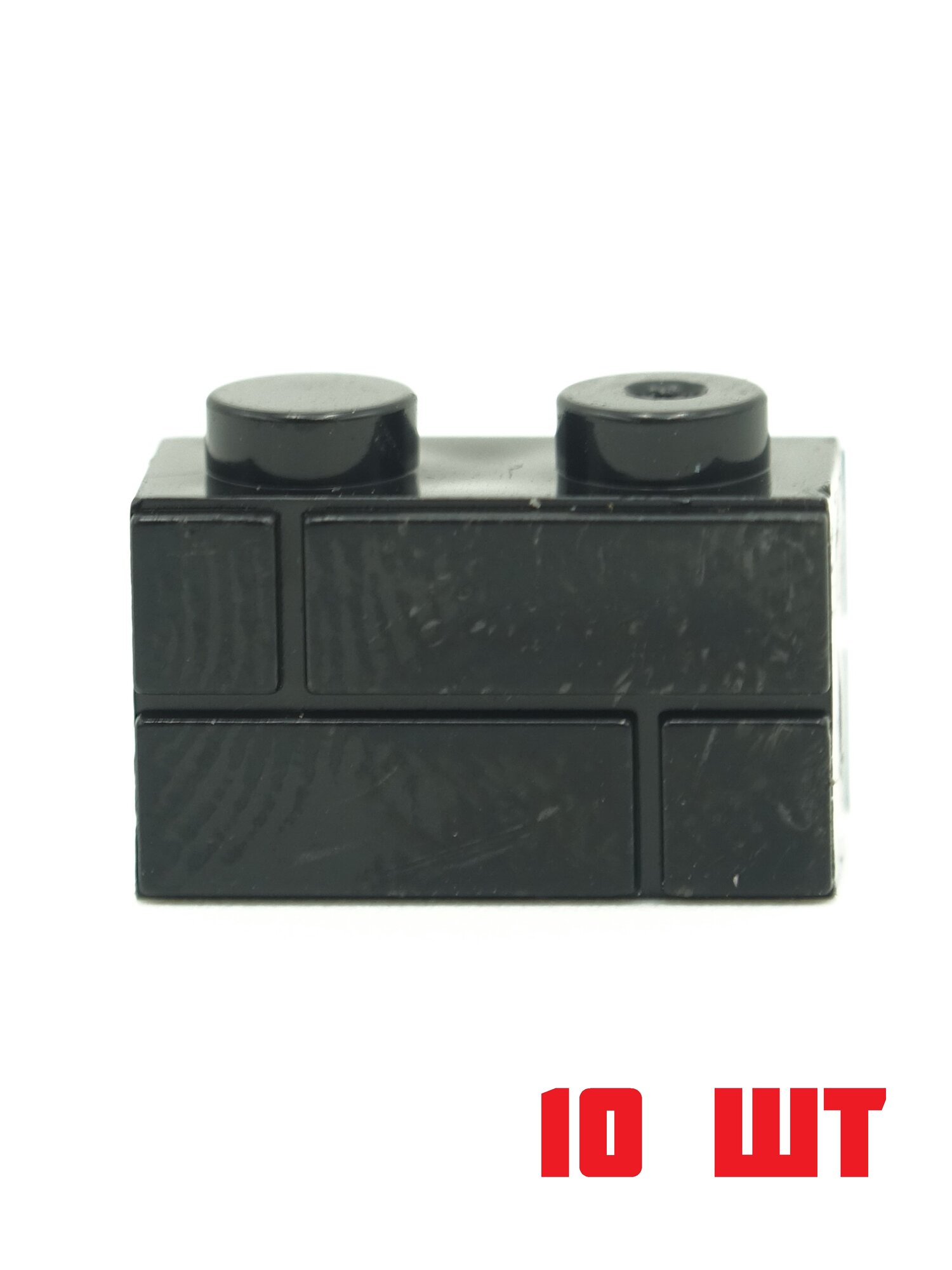 Кирпич, деталь конструктора 98283 Brick, Modified 1 x 2 with Masonry Profile, 100 штук, черный