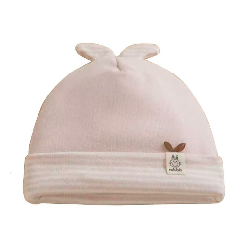 Детская зимняя шапочка для новорожденных, кролик розовый