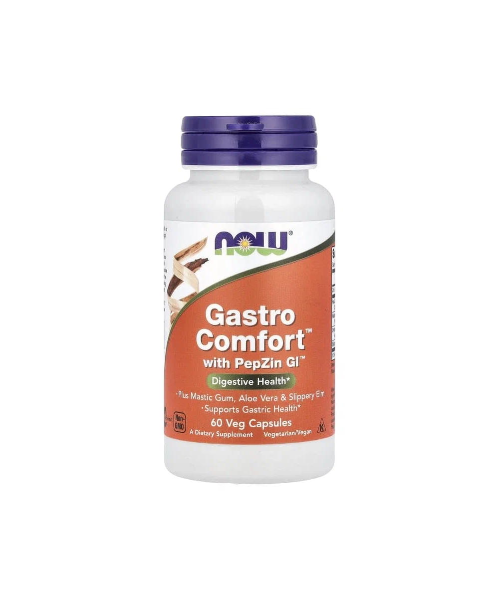 NOW Foods Gastro Comfort with PepZin GL, Гастро комфорт 60 вегетарианских капсул