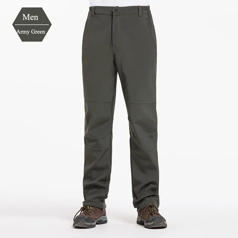 NUONKEO Зимние походные штаны из флиса для взрослых Aisian Size S, Men Army Green