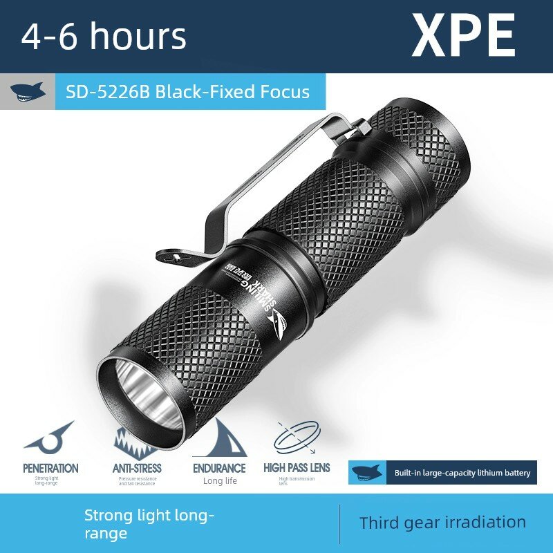 Мини-фонарик Smiling Shark, портативный, с высокой яркостью, из алюминиевого сплава, перезаряжаемый, для дома,