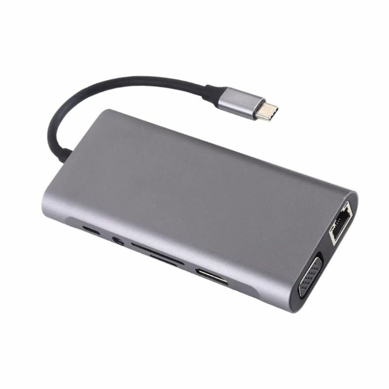 Многопортовая док-станция расширения 11-в-1 USB C к RJ45, HDMI-100 м