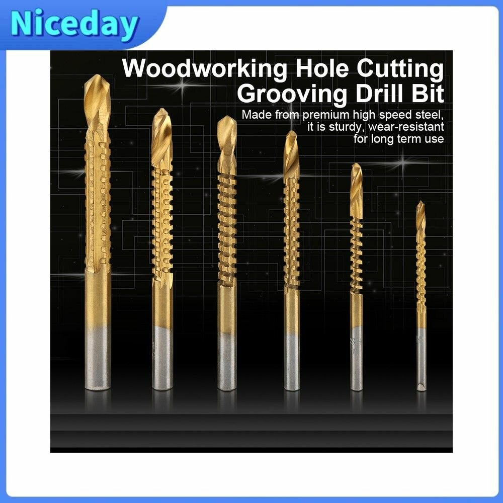 6 шт. сверло с титановым покрытием HSS для дерева