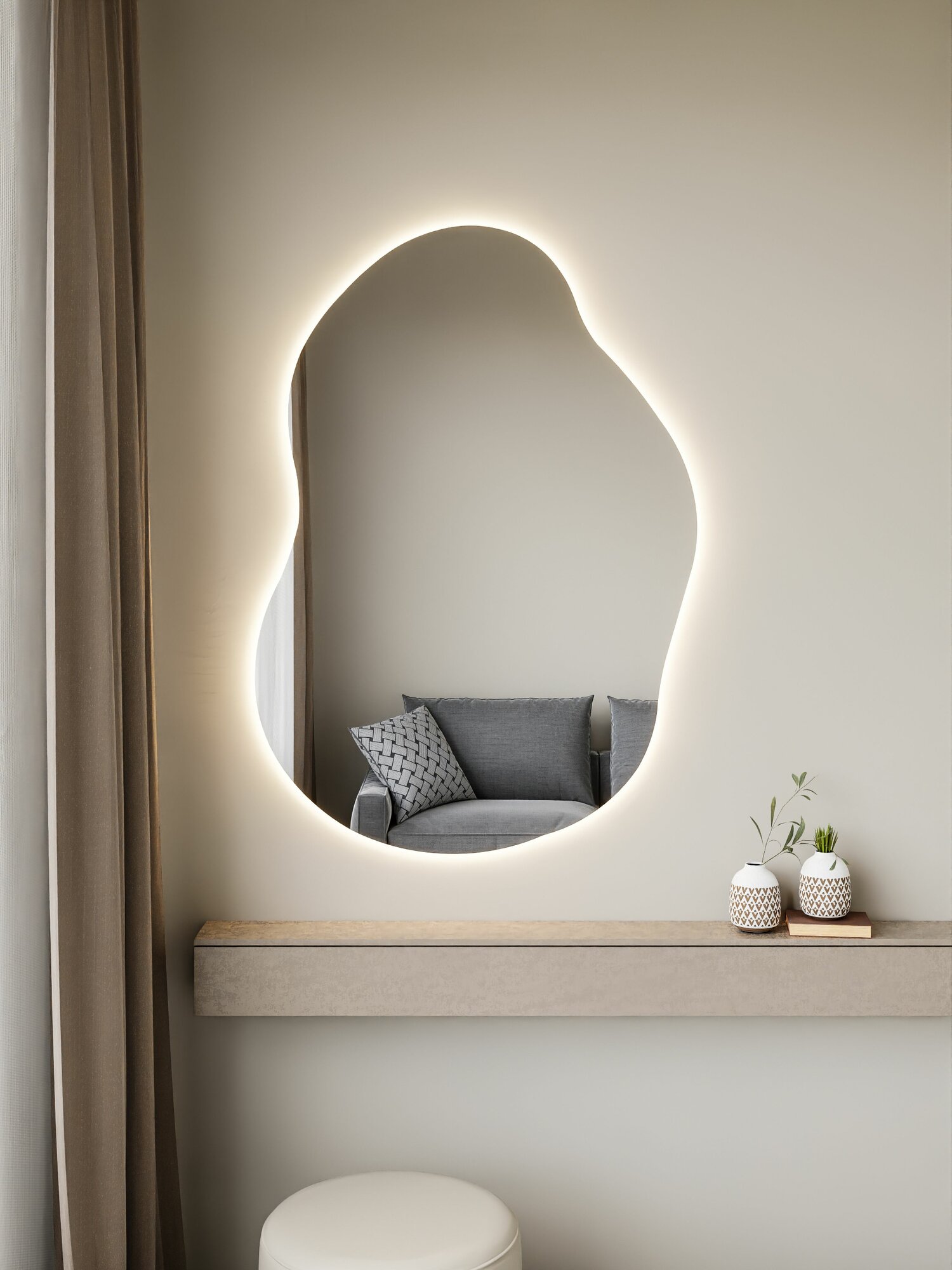 Зеркало настенное 130х90 см. BLX MIRROR М1 фигурное с подсветкой нейтральный свет 4500К