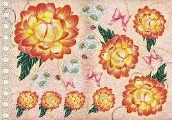 Рисовая карта Кустарь для декупажа "Красные георгины", размер 21х29 см (AM400186)