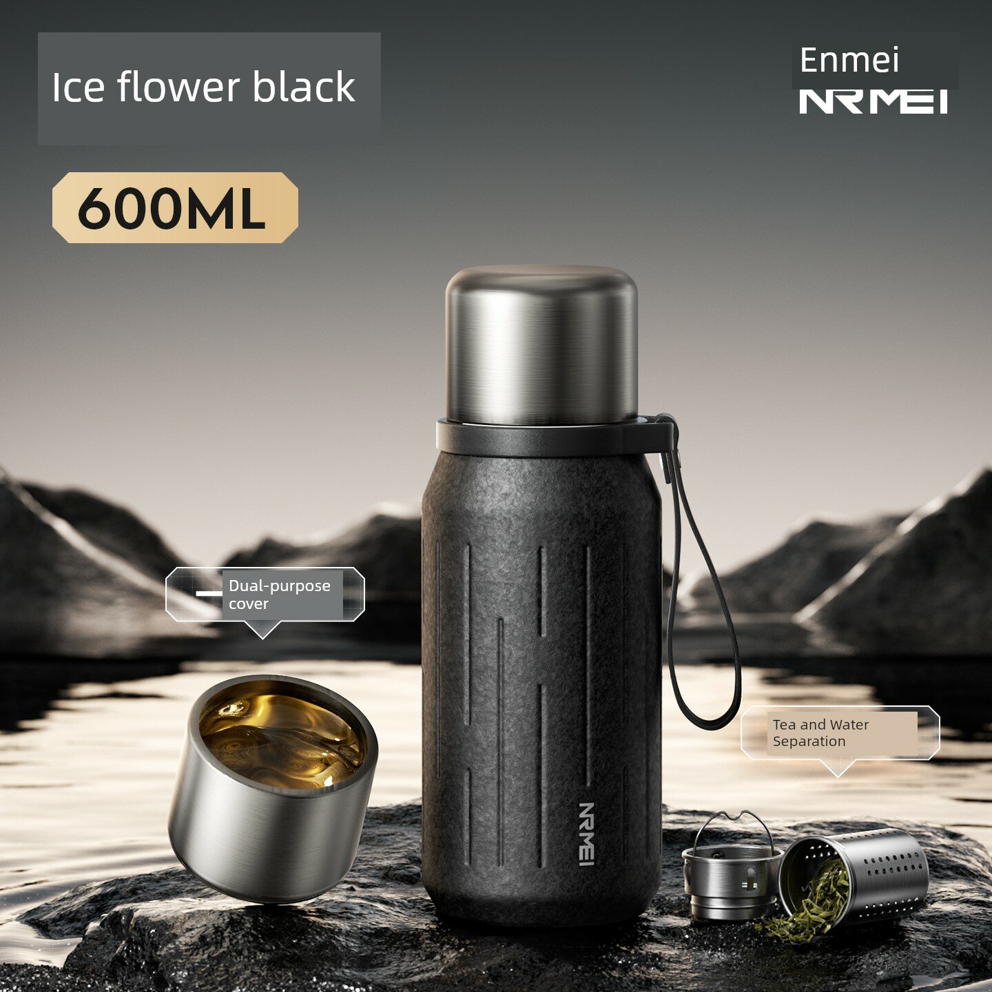 Титановый термос для мужчин, высококачественный, большой емкости, с разделением на чай и воду, чайник из нержавеющей