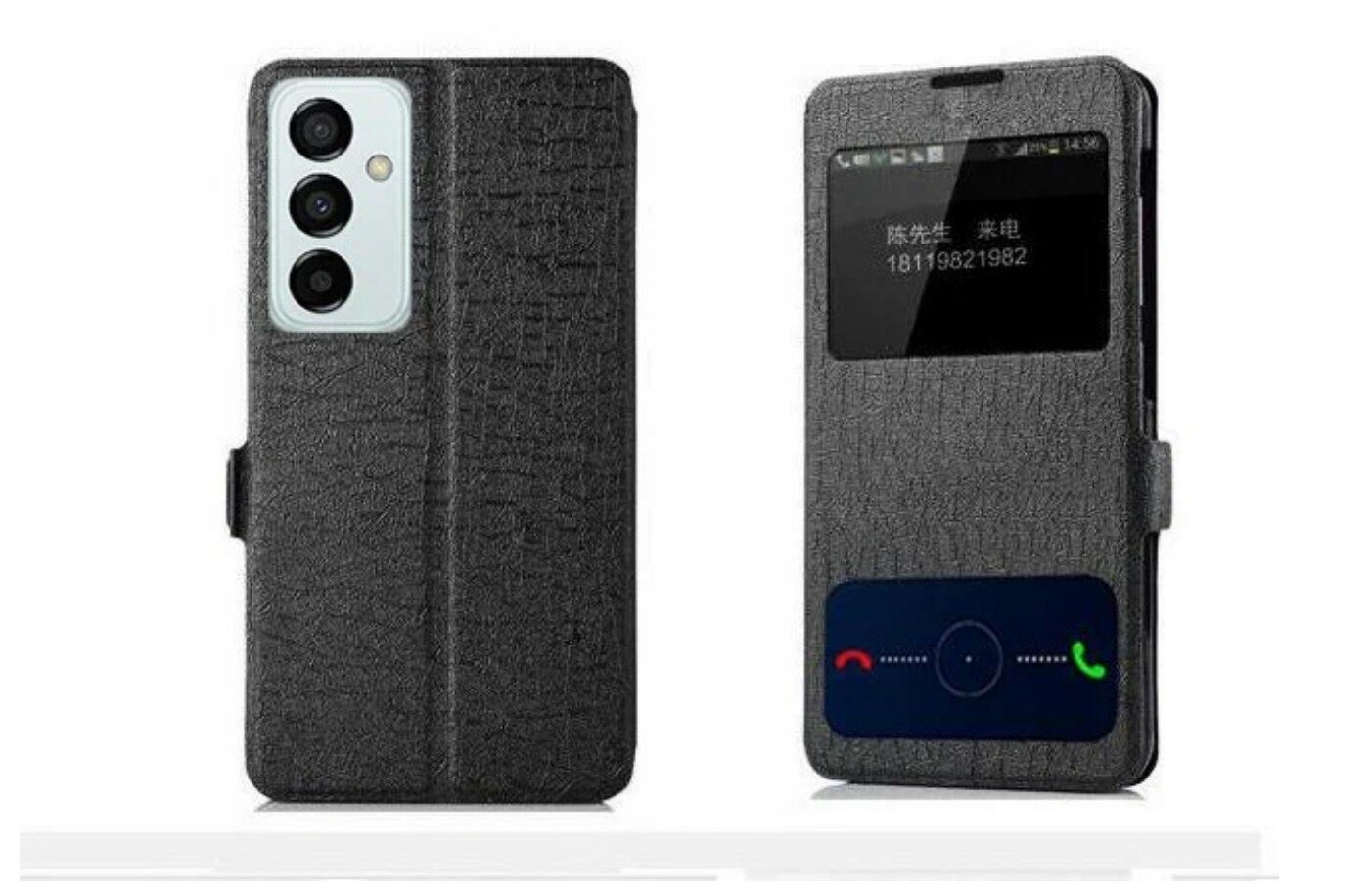 Чехол MyPads "Book", для Samsung M23, искусственная кожа, черный, с окном