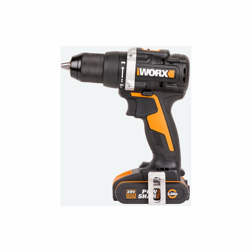 Аккумуляторная бесщёточная дрель-шуруповерт WORX 20В, 60Нм, бесщеточная, 2Ач х2, ЗУ, кейс WX102
