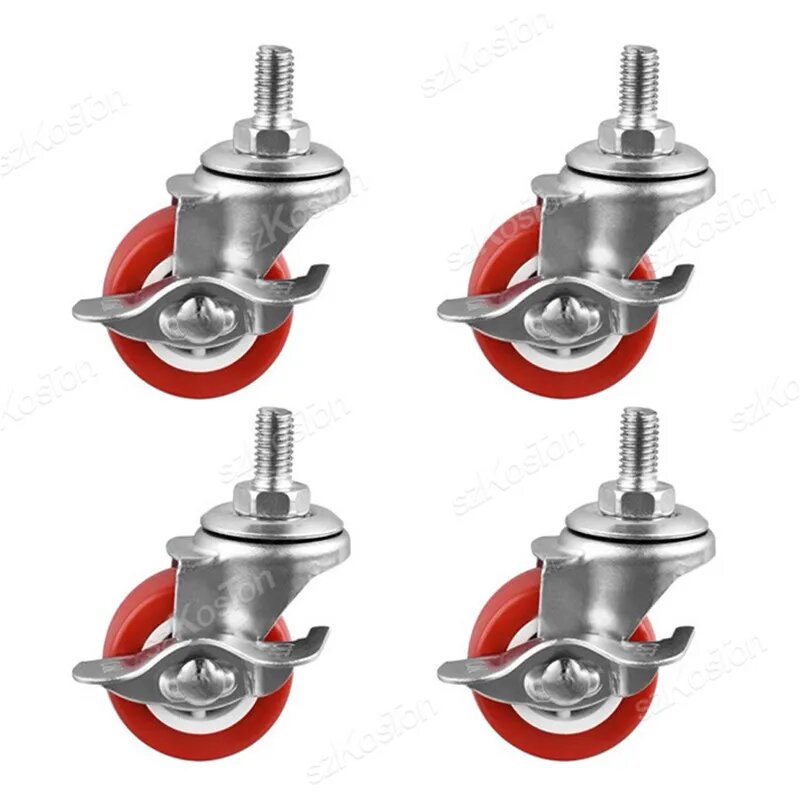 Роликовые колеса ouliluye 4 шт, ПВХ, поворотные, 1/1.25/1.5/2 дюйма 1.25 inch, 4pcs-with brake