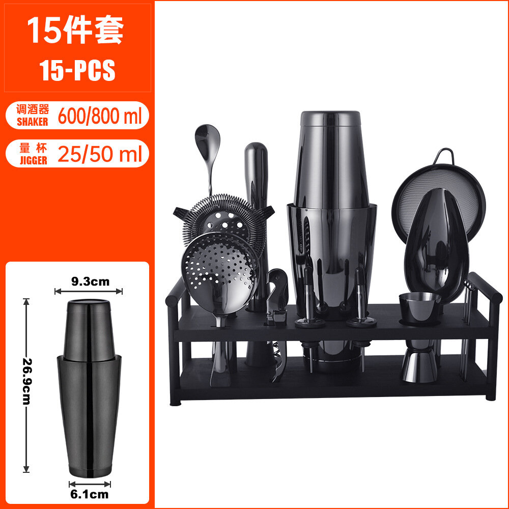 В наличии набор коктейльных шейкеров из нержавеющей стали, комбинация шейкеров, инструменты для смешивания, бостонский шейкер с бамбуковой подставкой