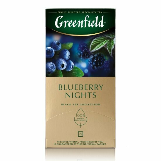 Чай Greenfield Blueberry Nights, черный с добавками, 25 пакетиков