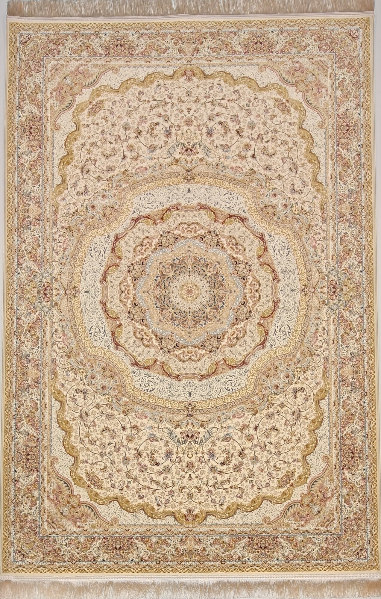 Ковер персидский высокоплотный с рельефным ворсом "GHAZAL кремовый" 100х150 см