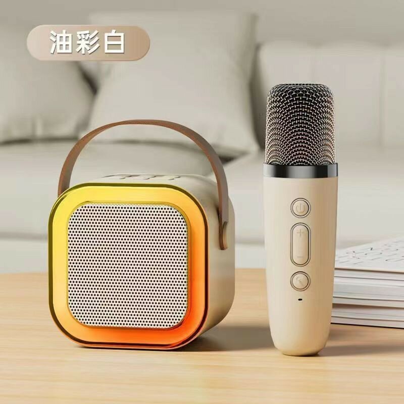 Беспроводной Bluetooth-динамик K12 с функцией караоке, портативный универсальный домашний караоке-комплект, детская караоке-колонка.