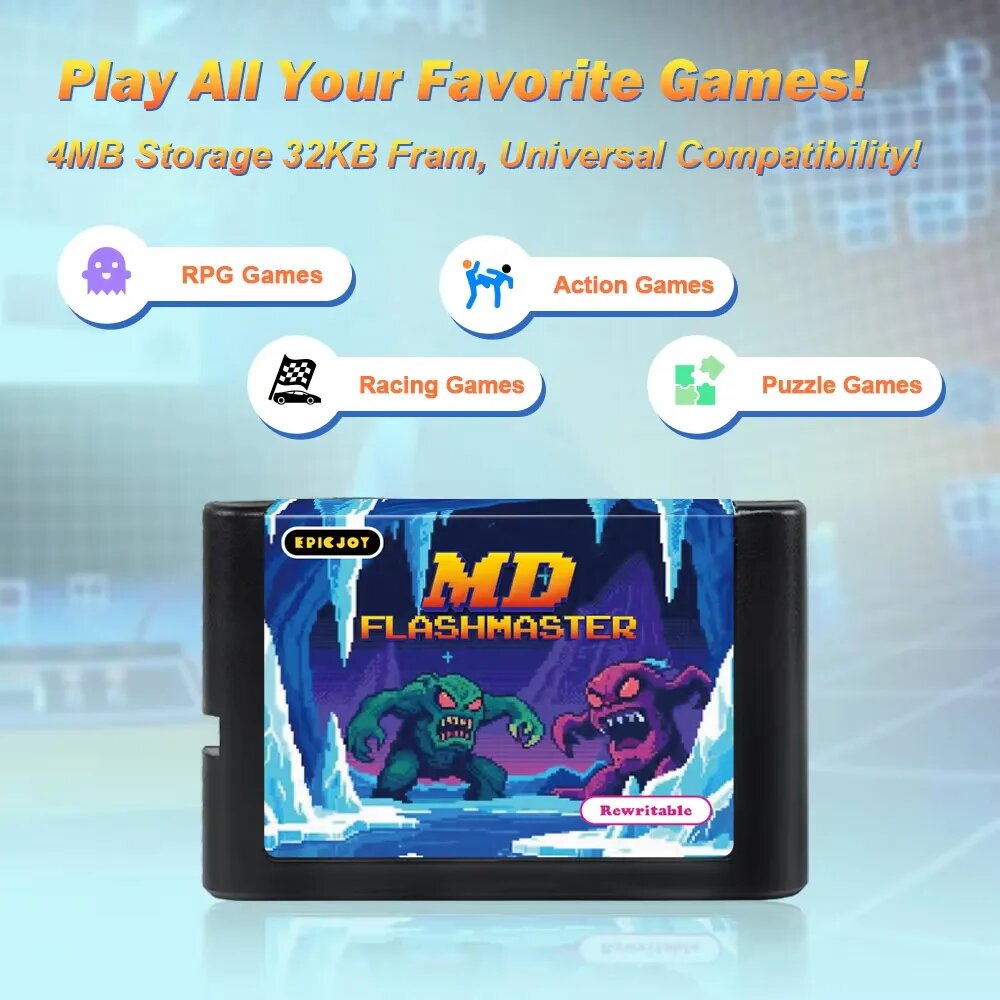 Перезаписываемый картридж MD Flashmaster 4 МБ для Sega Mega Drive — фото 1