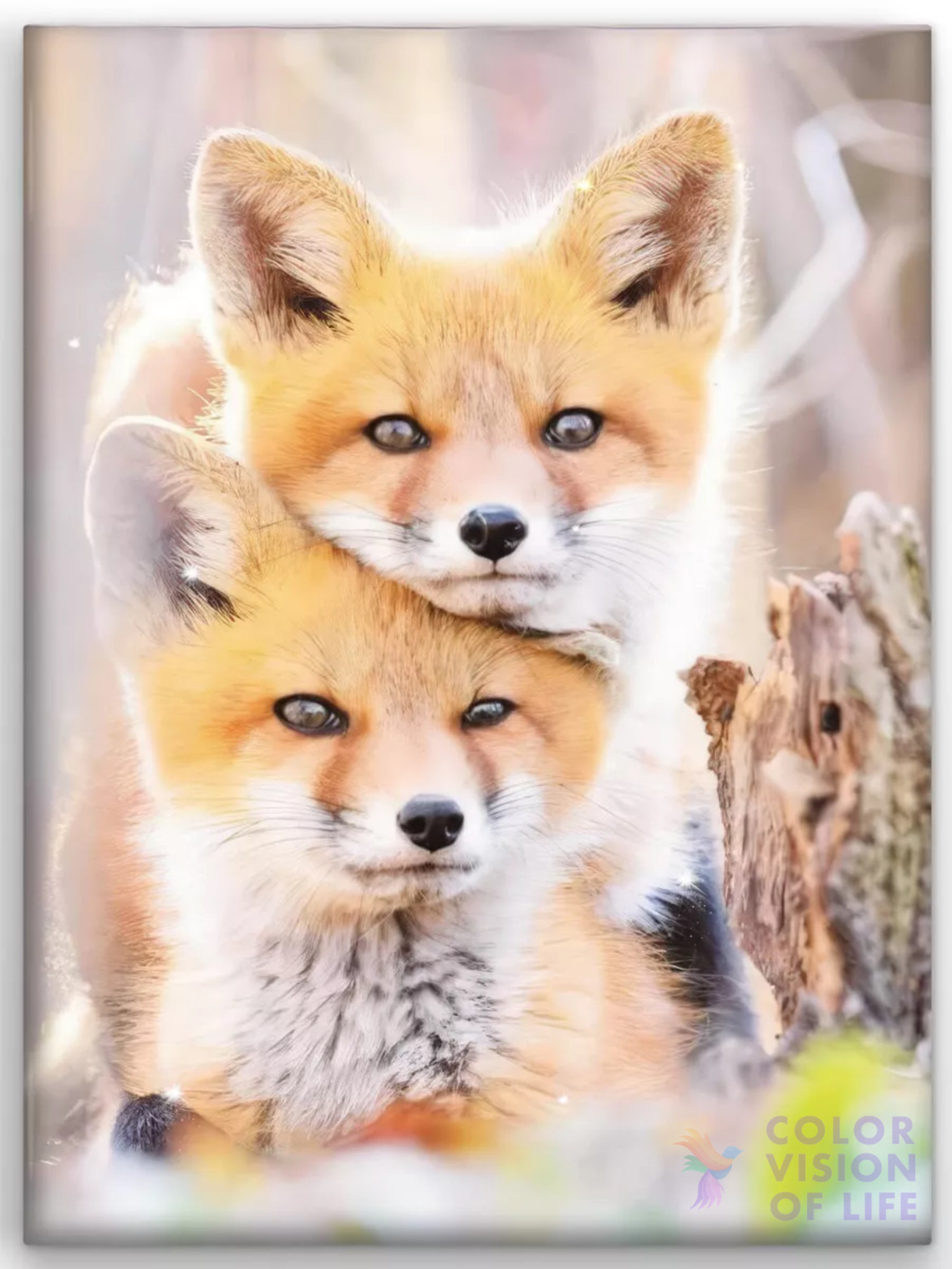 Алмазная мозаика на подрамнике «Лисята»