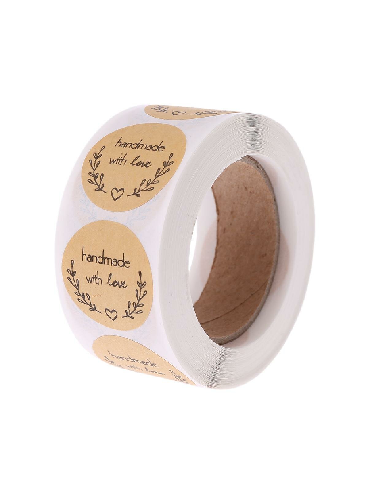 500шт Натуральных Наклеек Из Крафт-Бумаги Ручной Работы С Любовью Круглые Клейкие Этикетки Bak