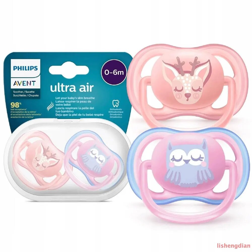 Пустышка Philips Avent ultra air с футляром для хранения и стерилизации 2шт 0-6месяцев SCF085/05 (розовый)