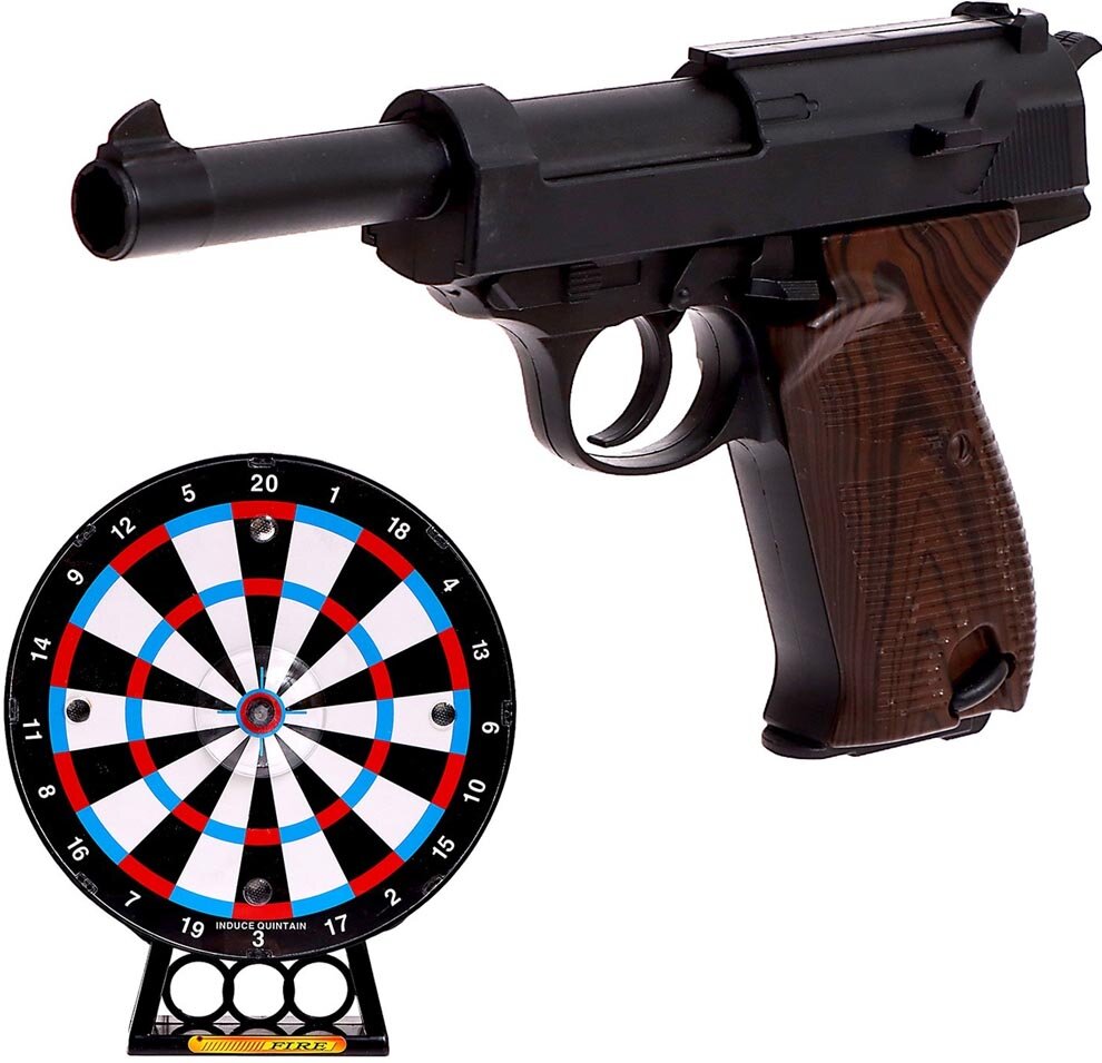 Электронный тир "Меткий стрелок" со световыми и звуковыми эффектами, мишень детская для стрельбы, работает от батареек, в комплекте пистолет