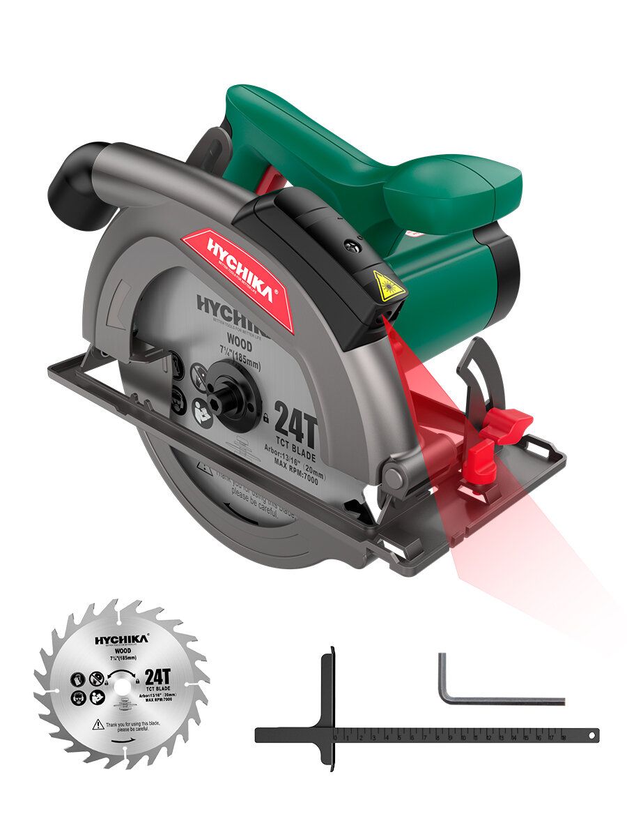 Электрическая циркулярная пила 1300 Вт, глубина пропила 0-65мм, HYCHIKA