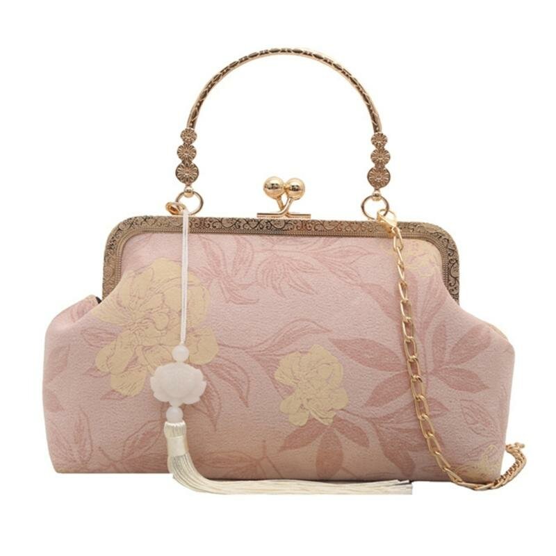 Сумка через плечо из бархата с вышивкой, Розовый