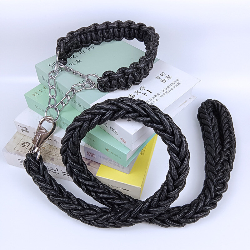 Поводок для собак средних и крупных пород, плетеный поводок для золотистых ретриверов с восемью прядями, устойчивый к укусам ошейник для лабрадоров, P-образная веревка