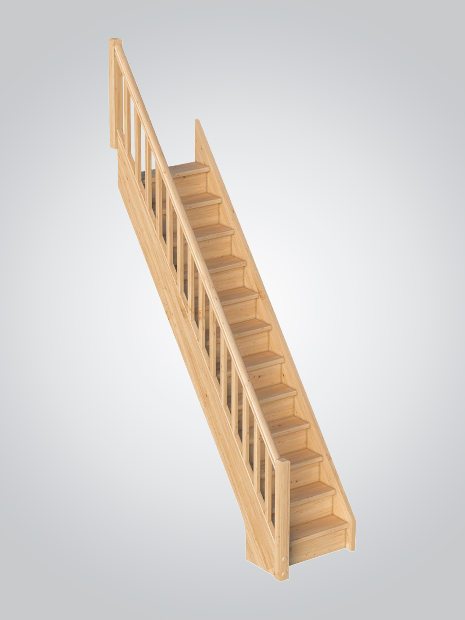 Лестница на второй этаж ЛС-10у с подступенками под покраску