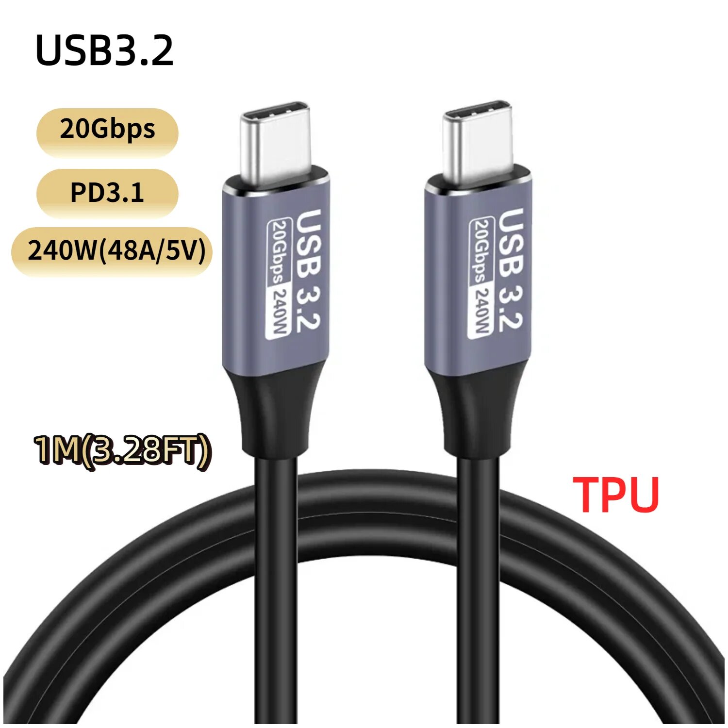 USB-C кабель USB3.2 20Gbps 1M